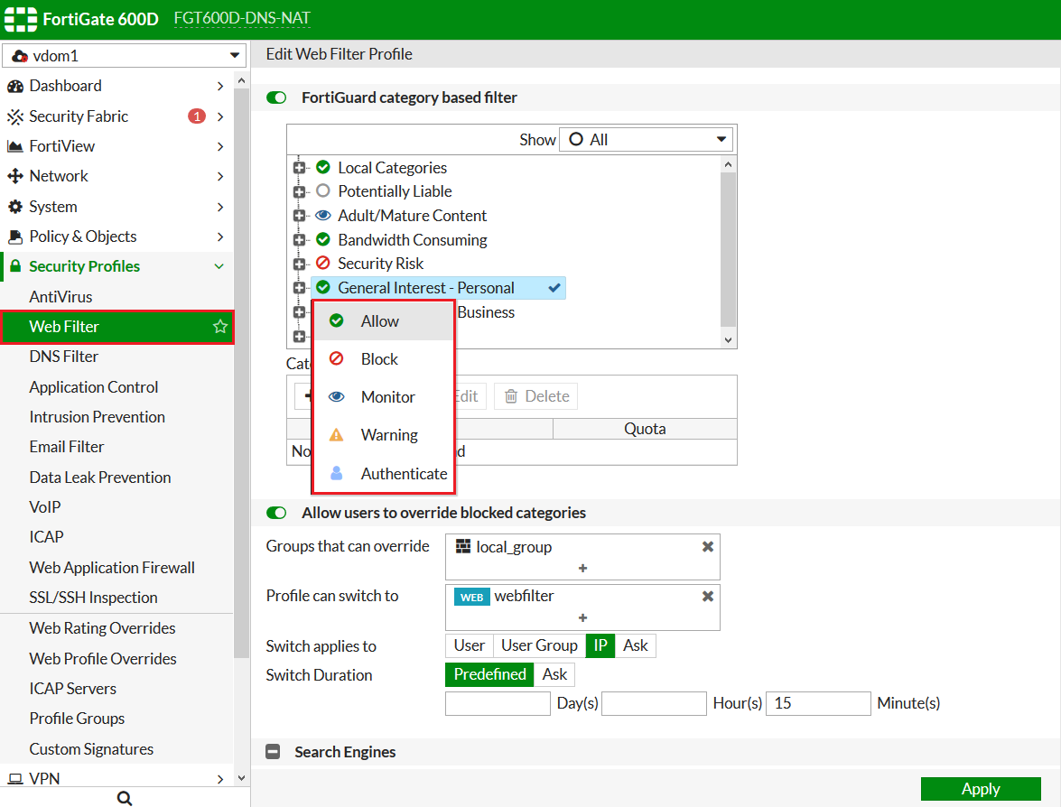 Flow-based web filtering | FortiGate / FortiOS 6.2.15 | Fortinet Document Library